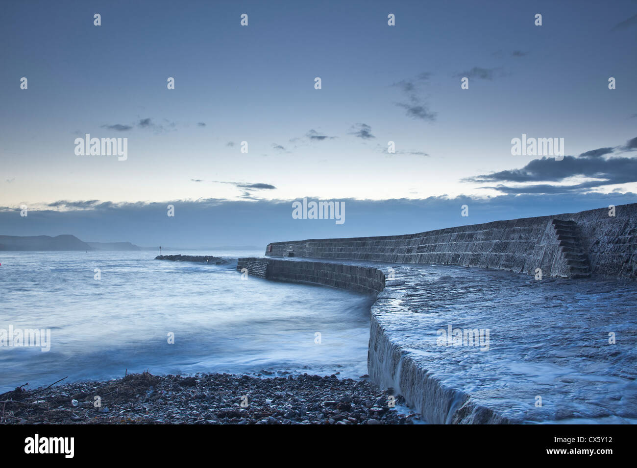 The Cobb at Lyme Regis on a cold morning Stock Photo - Alamy