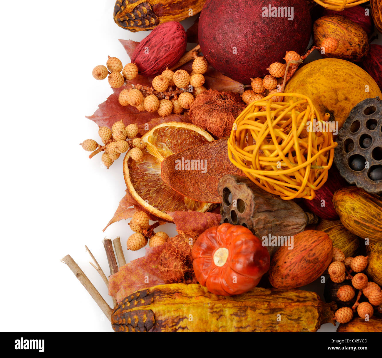 Fall Items :Fruits ,Seeds And Nuts On White Background Stock Photo - Alamy