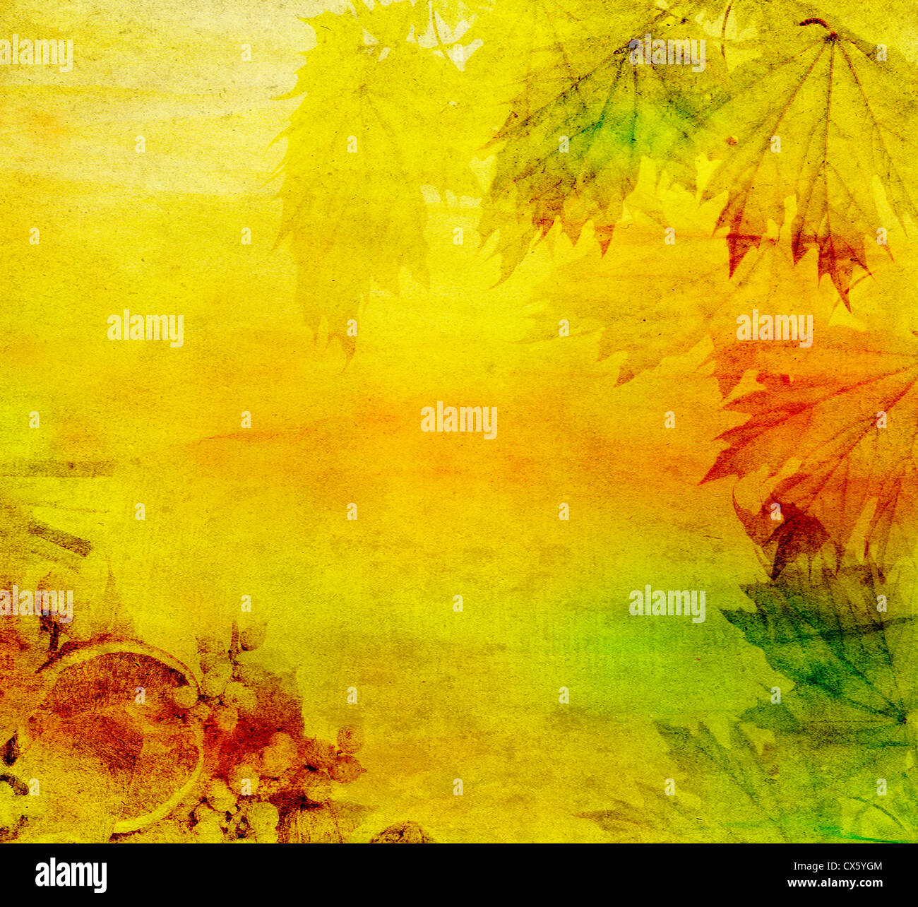 Fall Grunge Background With Colorful Leaves Stock Photo - Alamy
