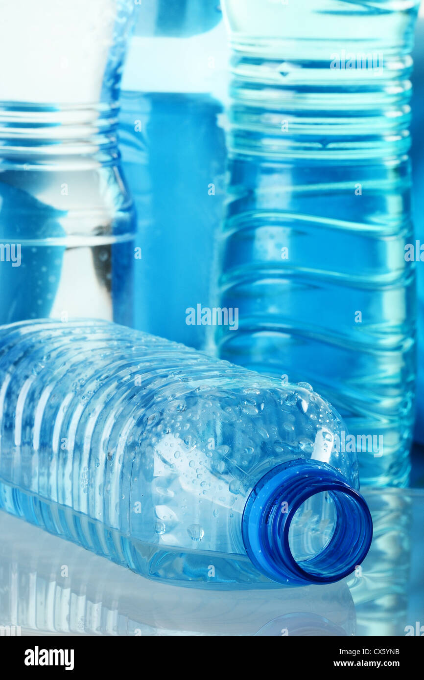Polycarbonate plastic bottle of mineral water isolated on white ...