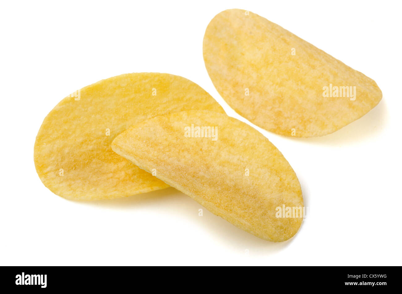 Potato chips isolated on white Stock Photo - Alamy
