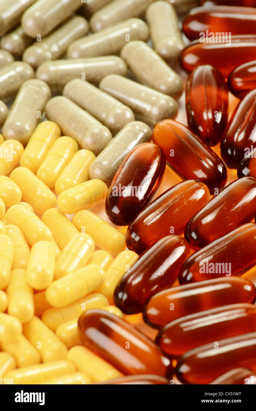 Composition with dietary supplement capsules Stock Photo - Alamy