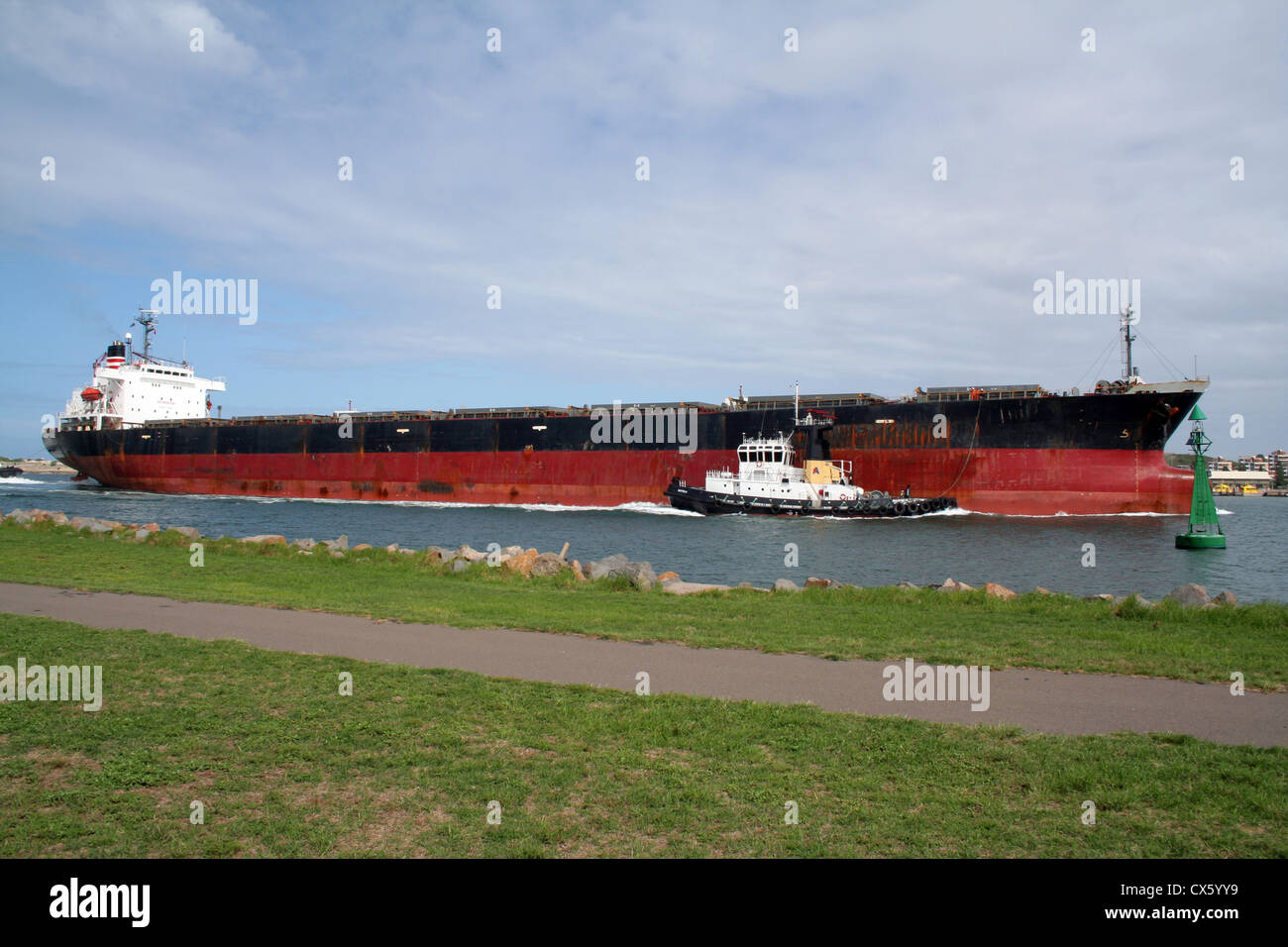 Ship entering Newcastle harbor. Australia Stock Photo - Alamy