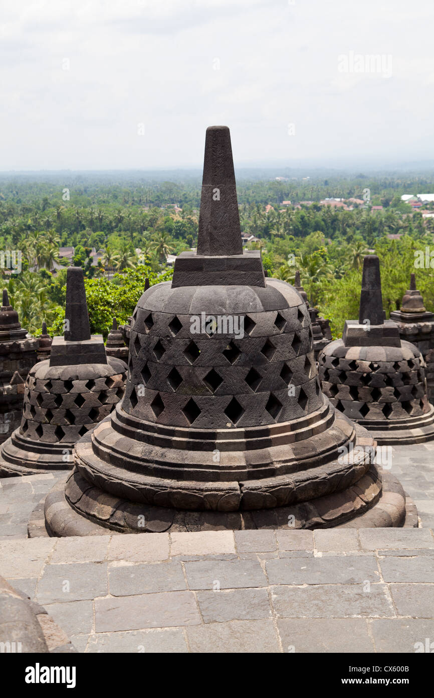 Stupas on the Buddhist Temple Borobudur in Indonesia Stock Photo - Alamy