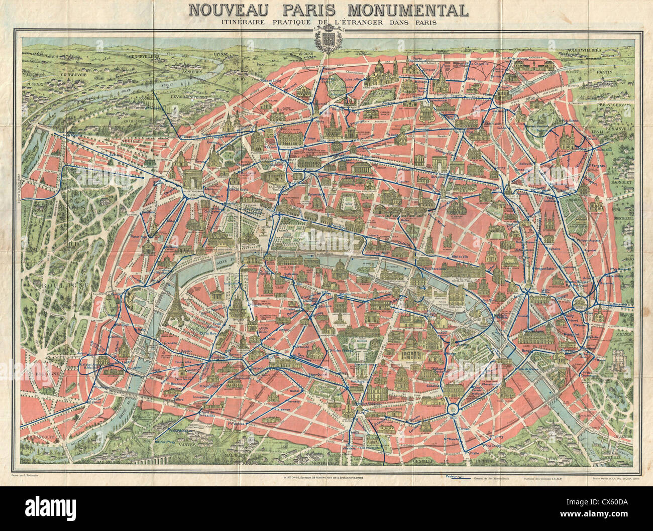 Monuments map paris hi-res stock photography and images - Alamy
