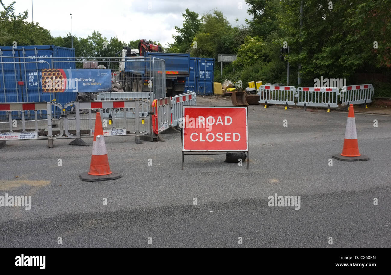 road works closes road Stock Photo - Alamy