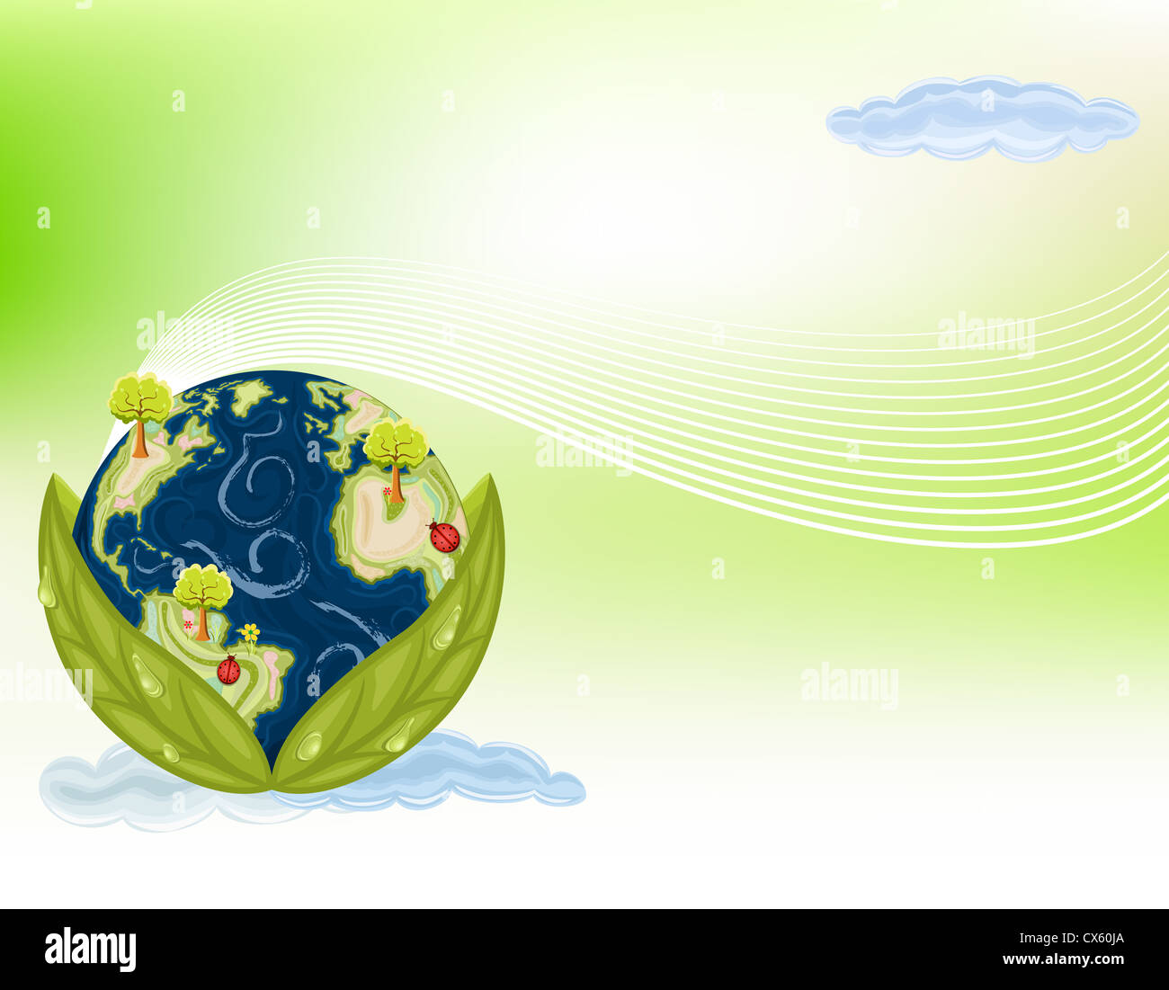 Preserving Nature - planet Earth inside green leaves. Abstract ...