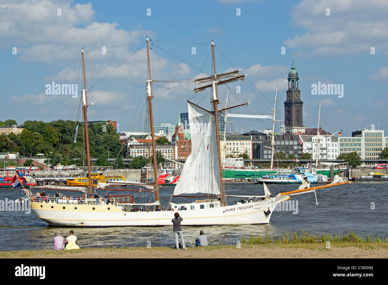 sailing ship, jetties, Hamburg Harbour, Germany Stock Photo - Alamy
