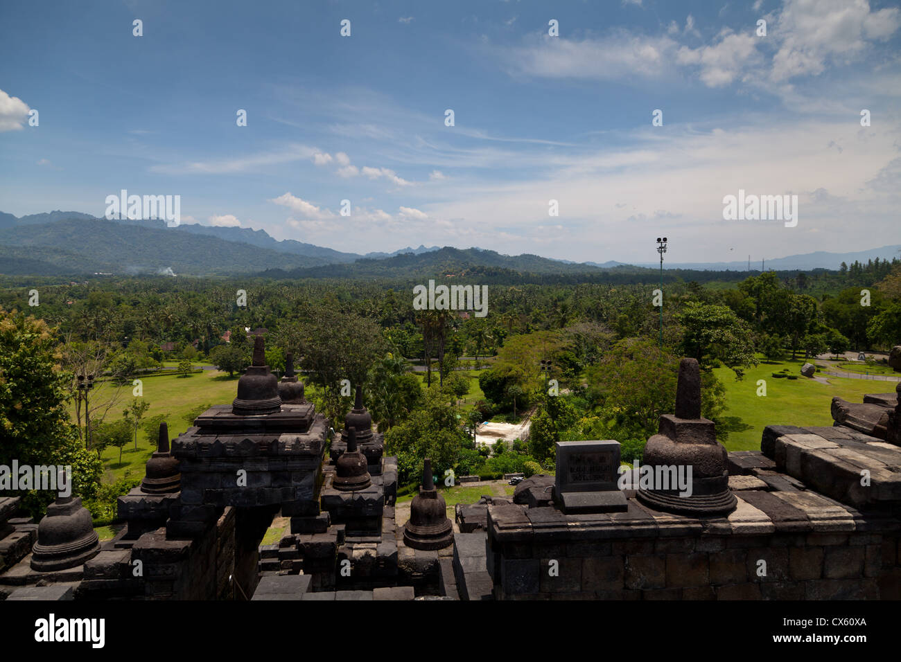 View onto the Landscape from the Temple Borobudur in Indonesia Stock ...