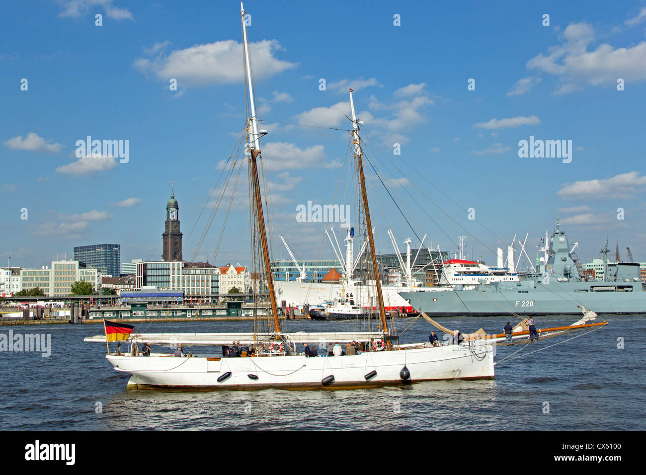 sailing ship, jetties, Hamburg Harbour, Germany Stock Photo - Alamy