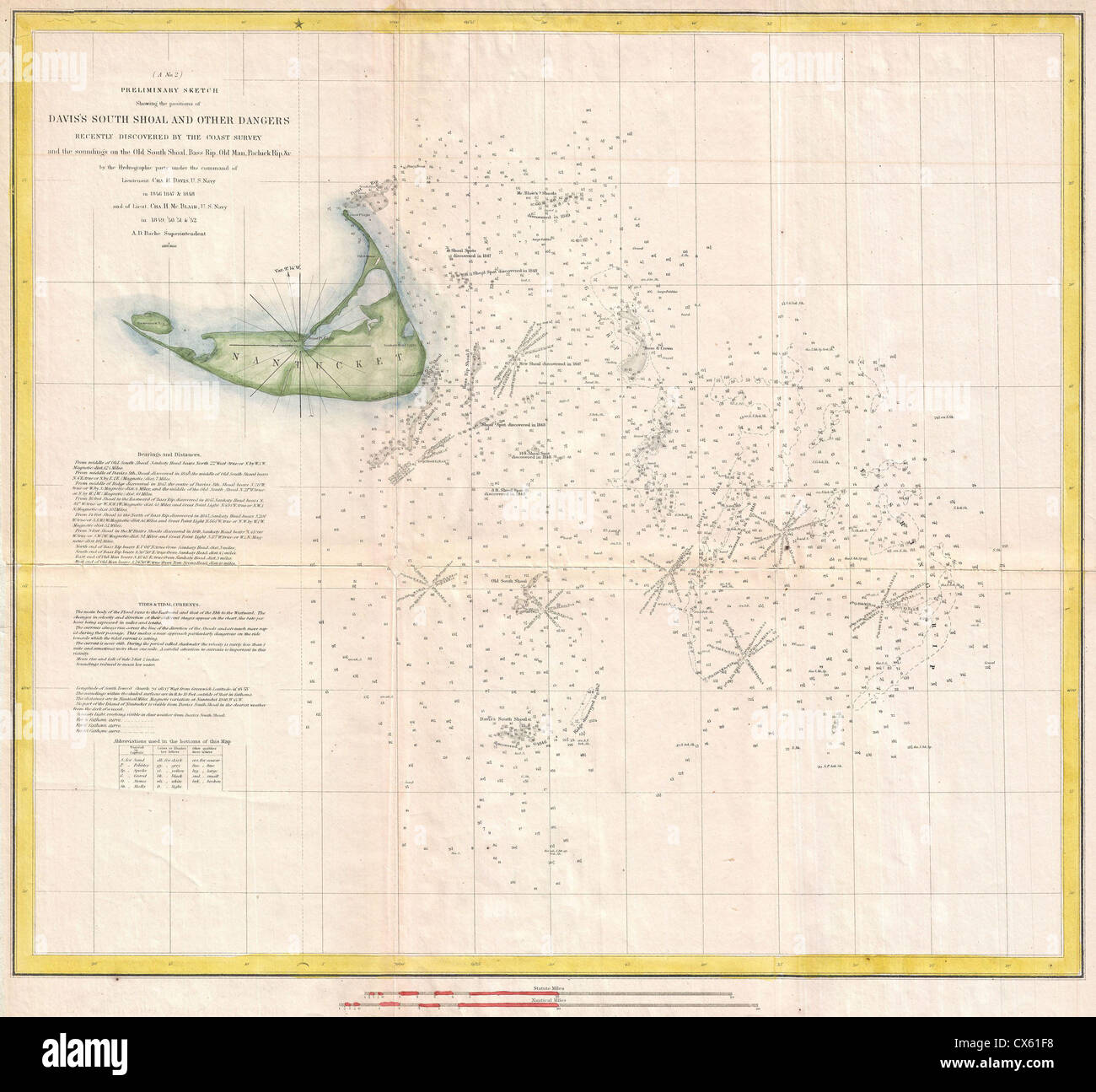 The 1853 U.S. Coast Survey Nautical Chart of Nantucket, Massachusetts ...