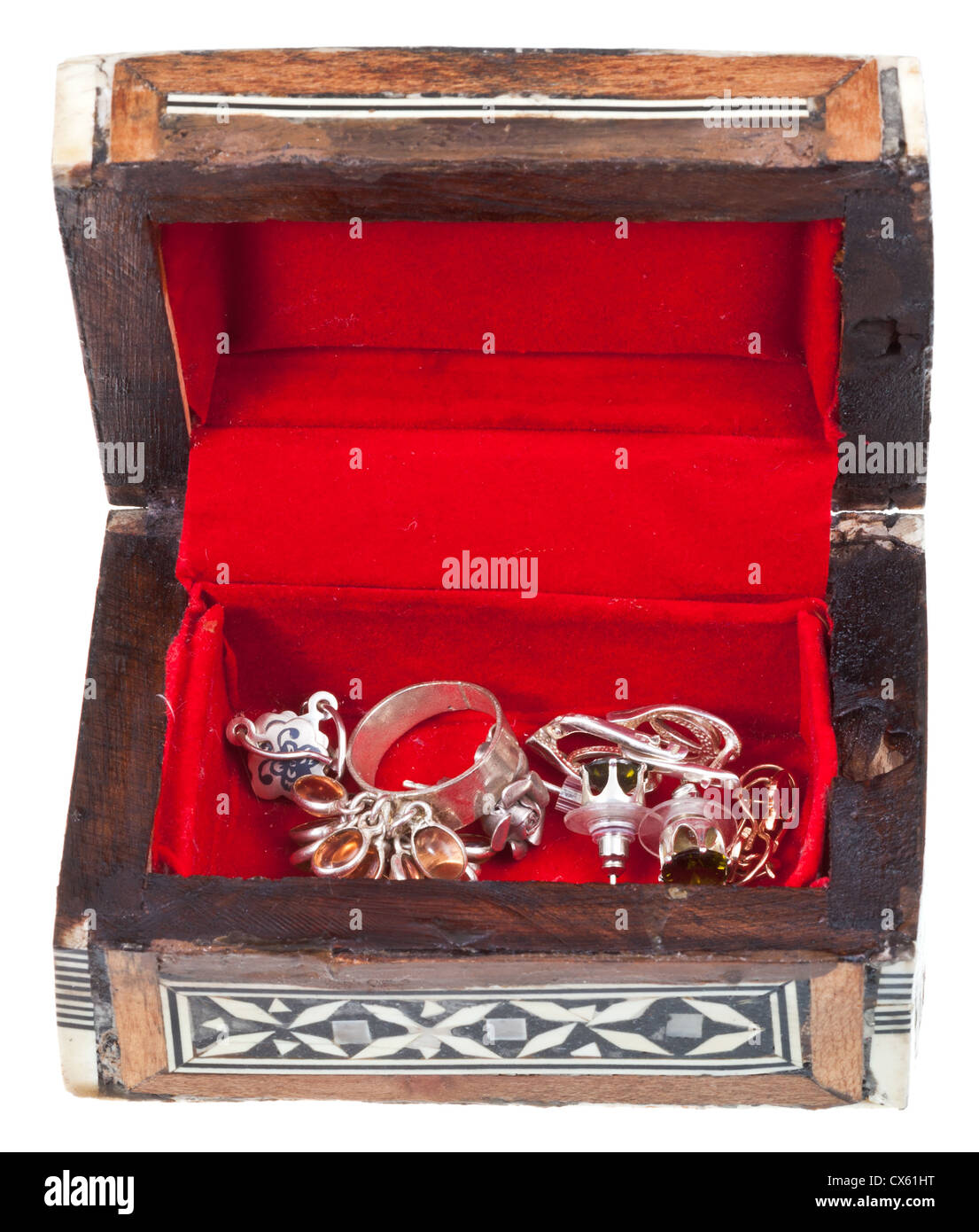open small red treasure box isolated on white background Stock Photo ...