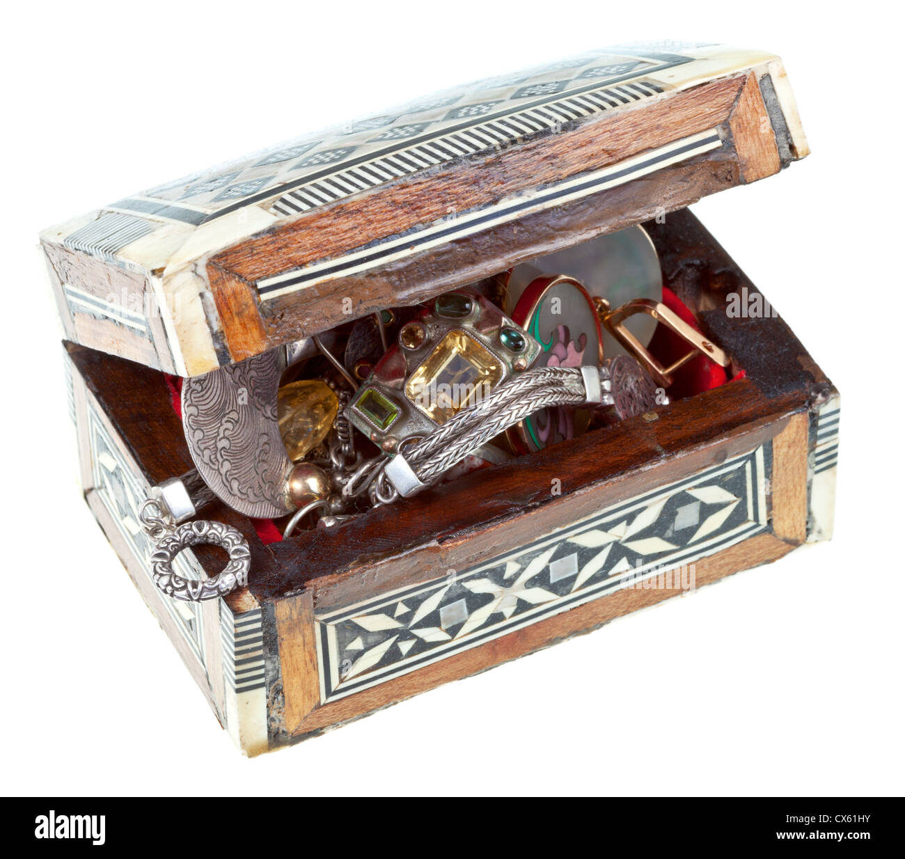 treasure chest with jewels isolated on white background Stock Photo - Alamy