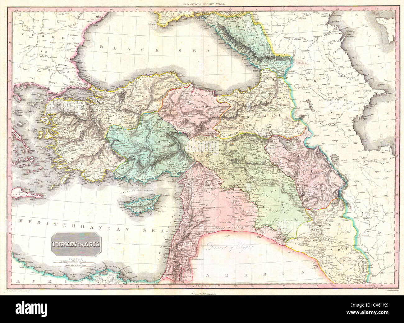 This 1818 Pinkerton map showcases the geographical layout of Turkey in ...