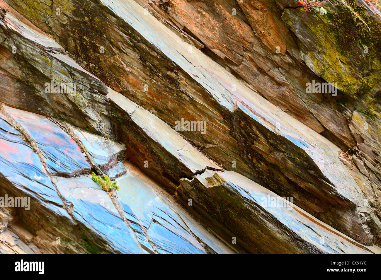 Part of stone hillside in small city Saarburg, Rheinland-Pfalz, Germany ...