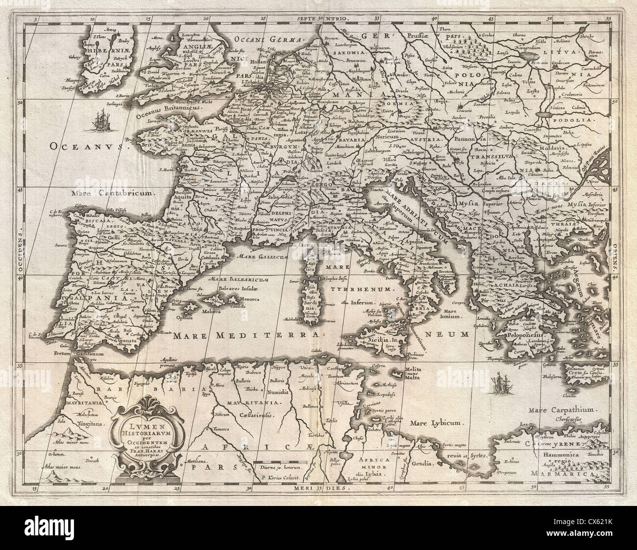 1852 Jansson Map of Europe in Antiquity Stock Photo - Alamy