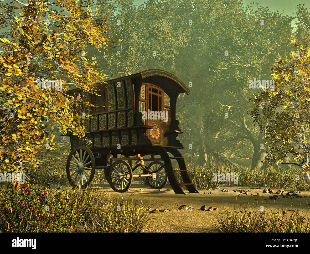 Painted gypsy caravan hi-res stock photography and images - Alamy