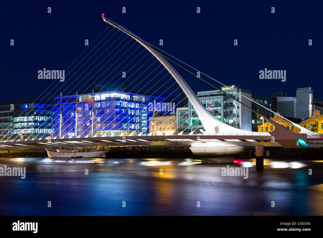 Dublin, Ireland - August 21st, 2012: view of Samuel Beckett bridge over ...