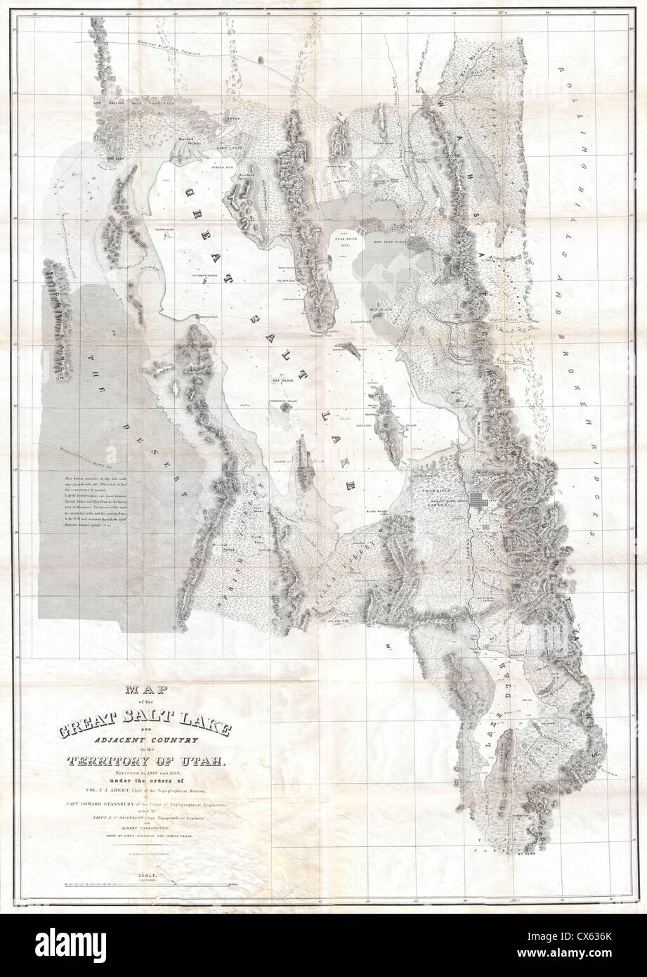 This 1852 map by Stansbury shows the Utah Territory and the Great Salt ...