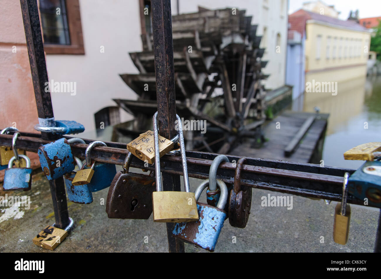 Lovers Padlocks attached at Čertovka, Devils Channel, Prague, Czech ...