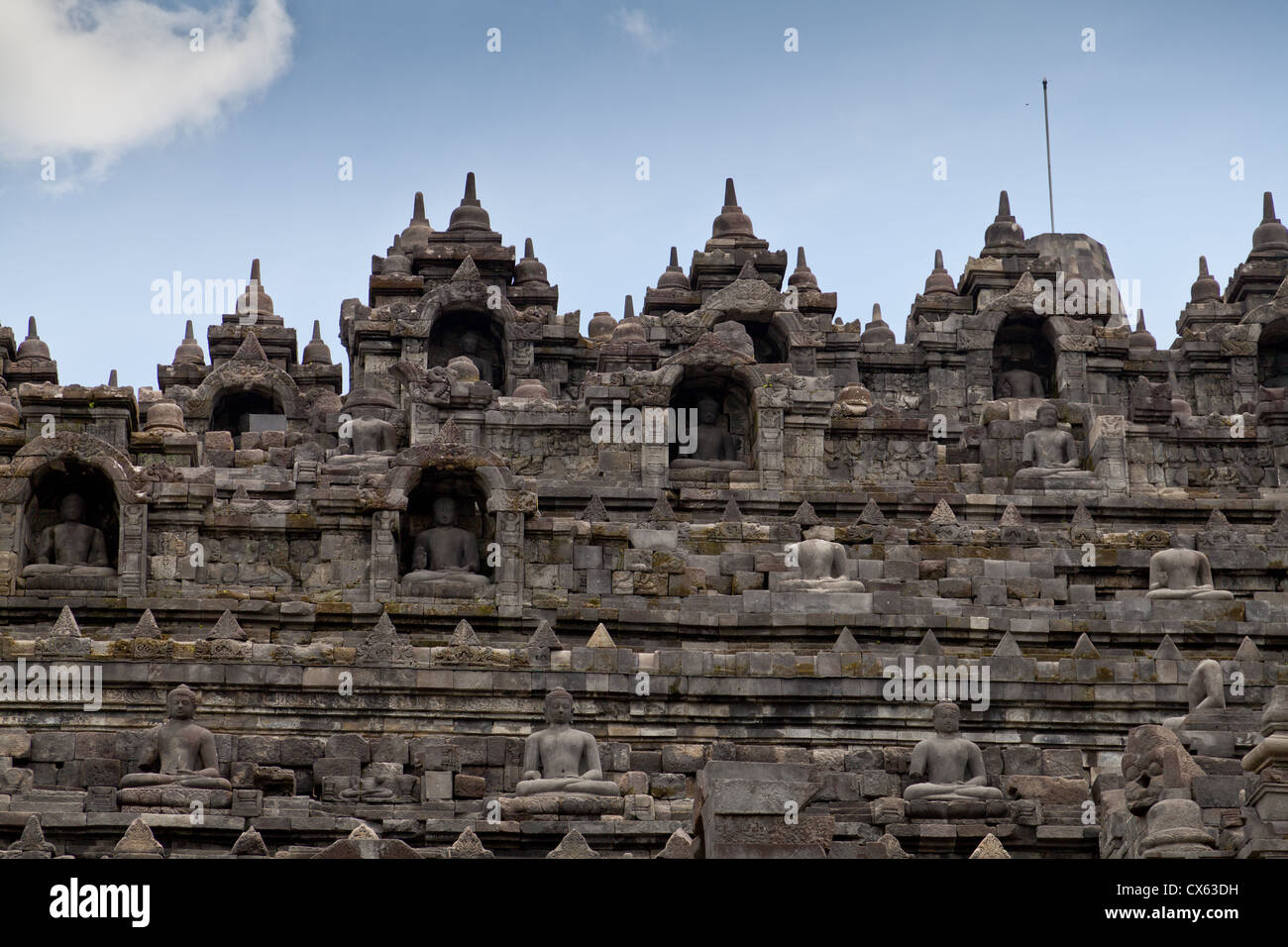 View onto the famous Buddhist Temple Borobudur in Indonesia Stock Photo ...