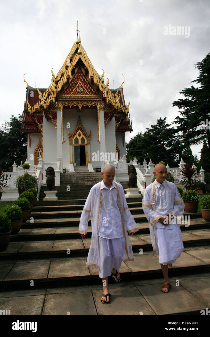 Two novice monks during Samanera Day at The Buddhapadipa Temple in ...