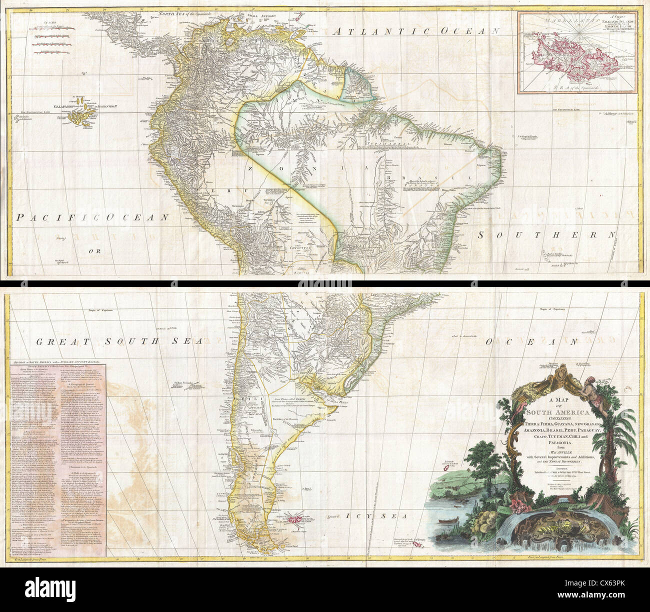 The 1795 D'Anville Wall Map of South America is an antique map ...