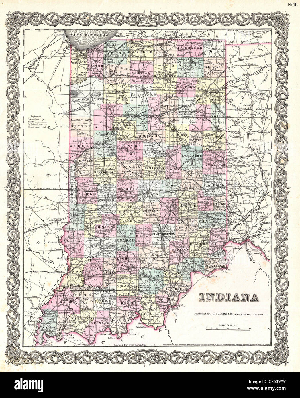 Old map of indiana hi-res stock photography and images - Alamy