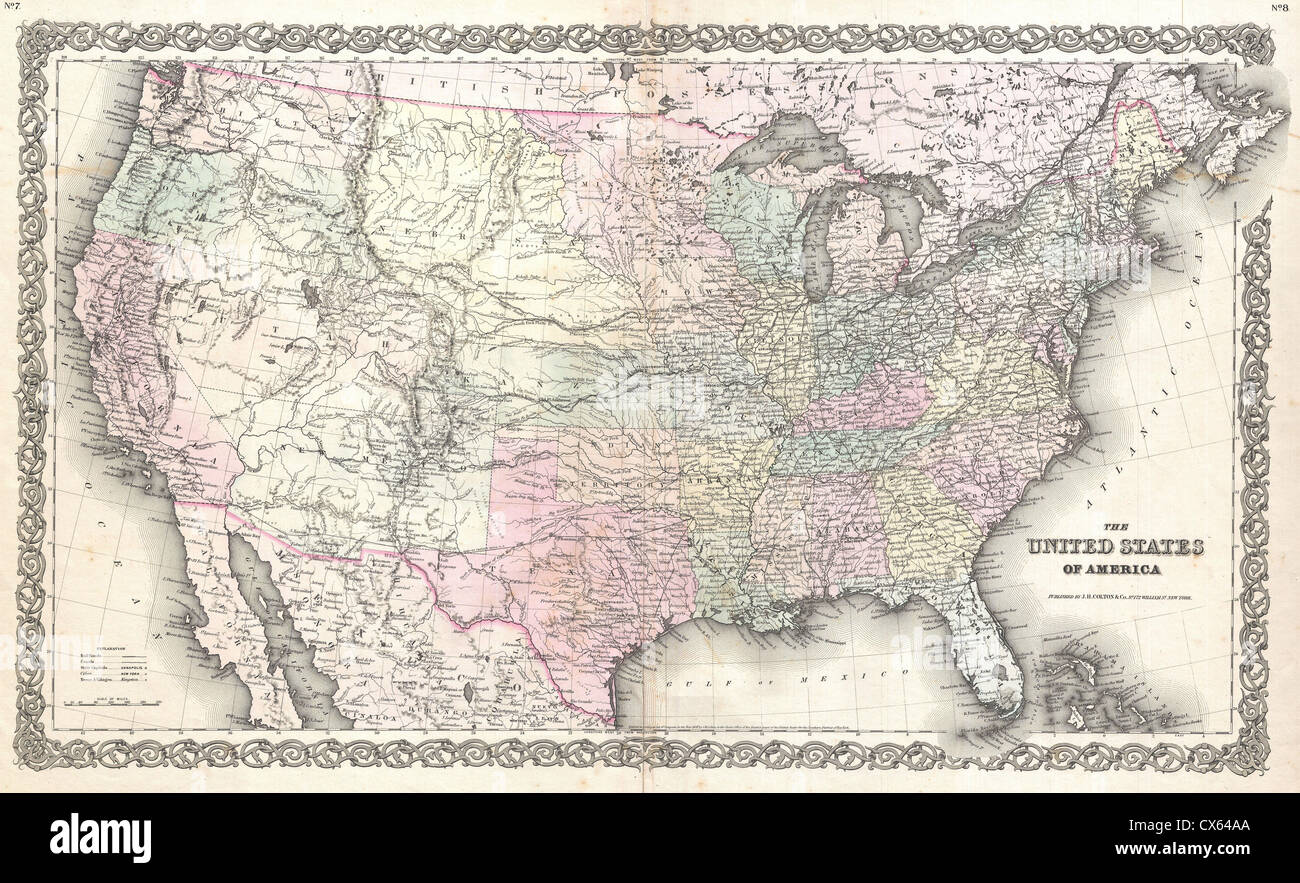 The 1855 Colton Map of the United States is an antique map that depicts ...