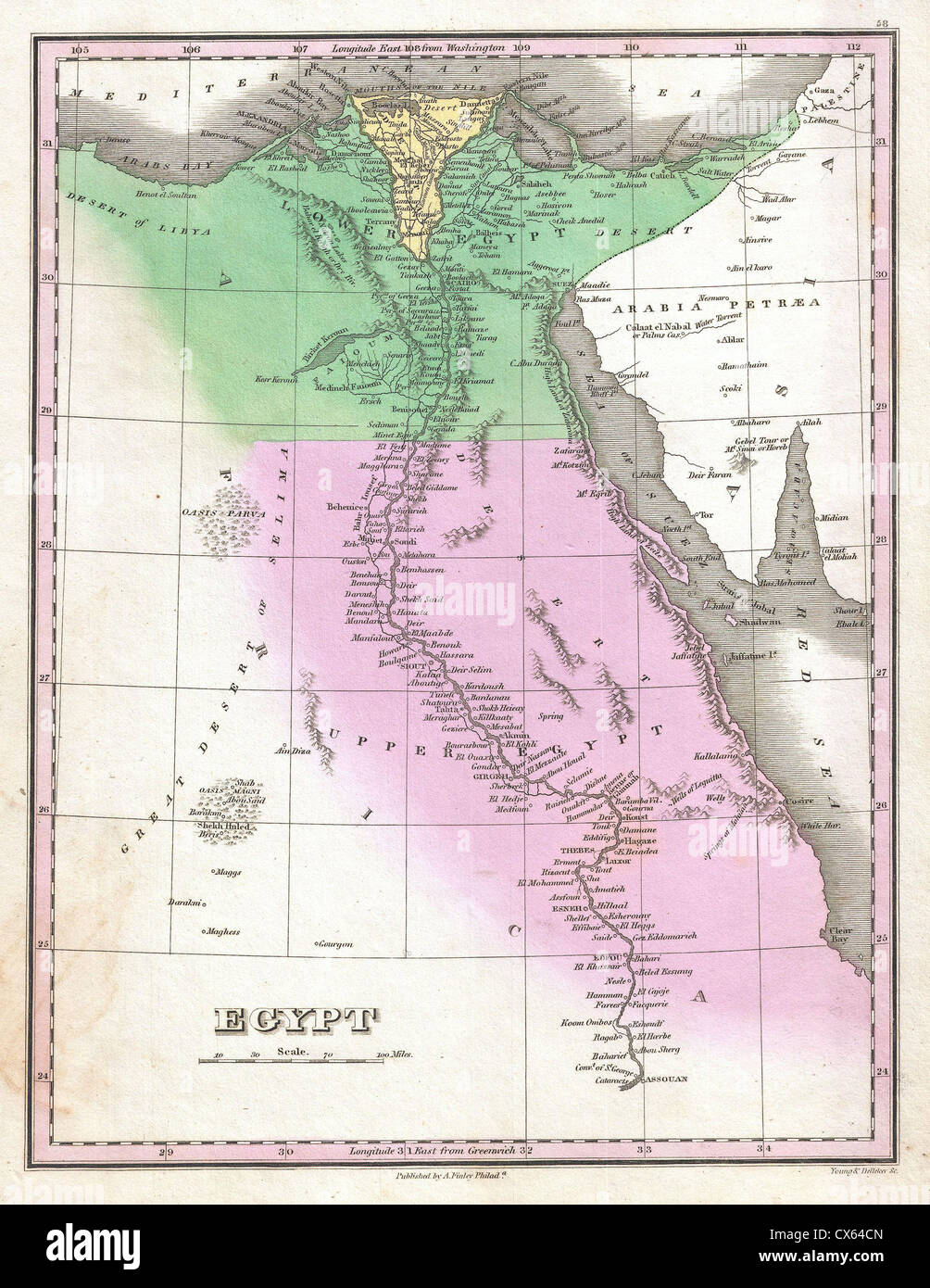 The 1827 Finley Map of Egypt is an antique map that depicts the ...