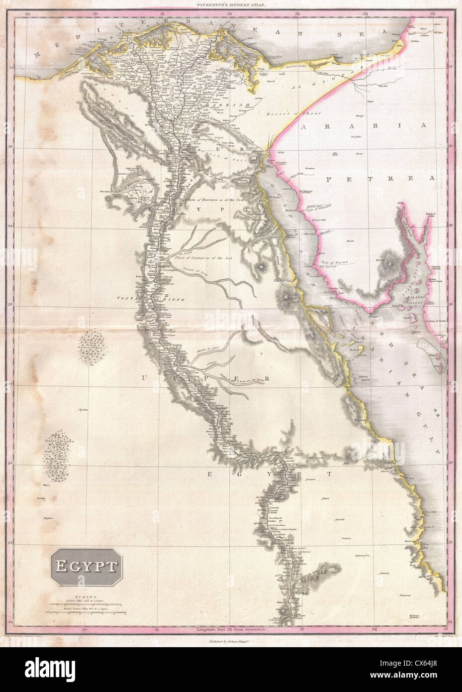 1818 Pinkerton Map of Egypt Stock Photo - Alamy