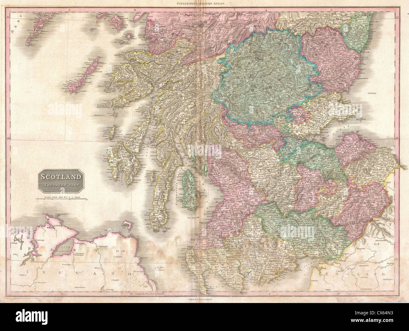 The 1818 Pinkerton Map of Southern Scotland provides a detailed ...