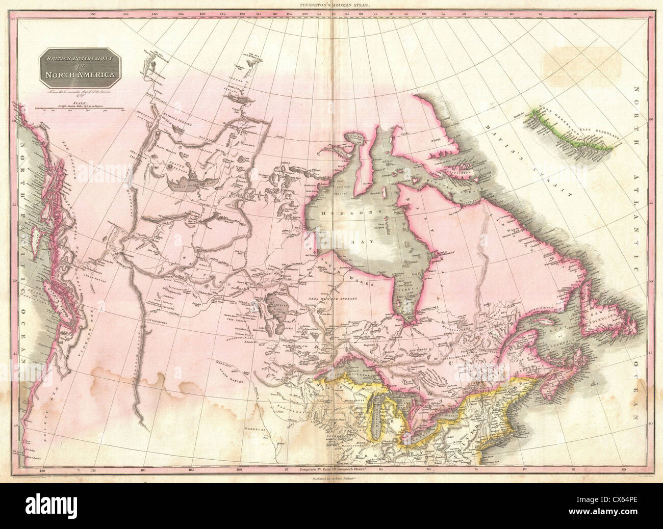 The 1818 Pinkerton Map of British North America (Canada) is an antique ...
