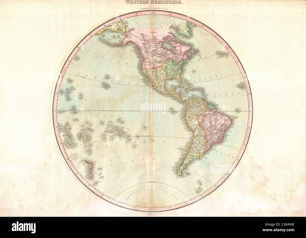 The 1818 Pinkerton Map of the Western Hemisphere offers a detailed ...