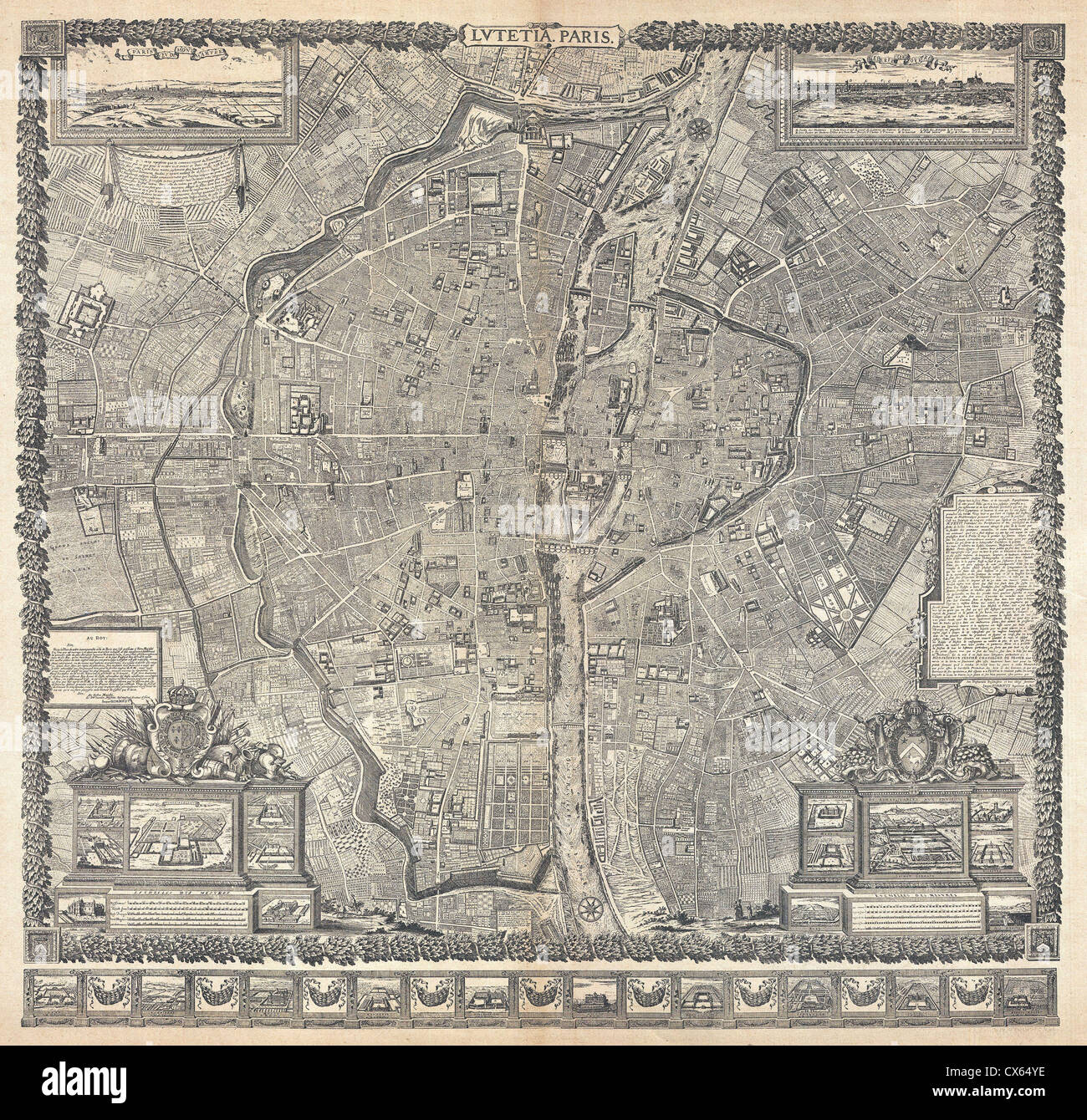 This reissue of the 1652 Gomboust map of Paris, produced by Taride ...