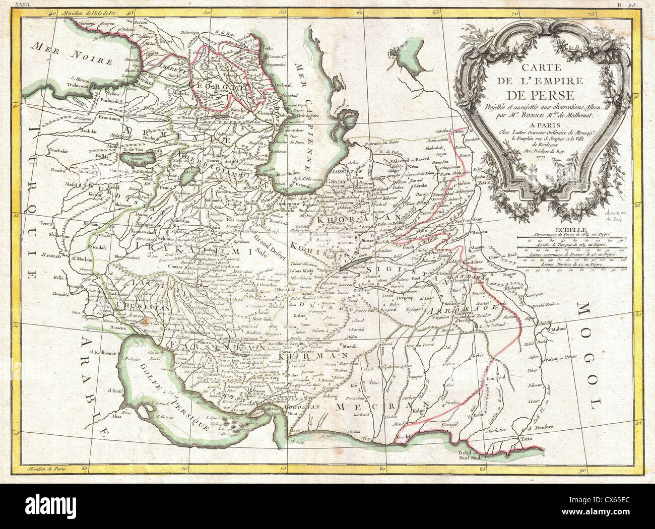 The 1771 Bonne Map of Persia includes the present-day territories of ...