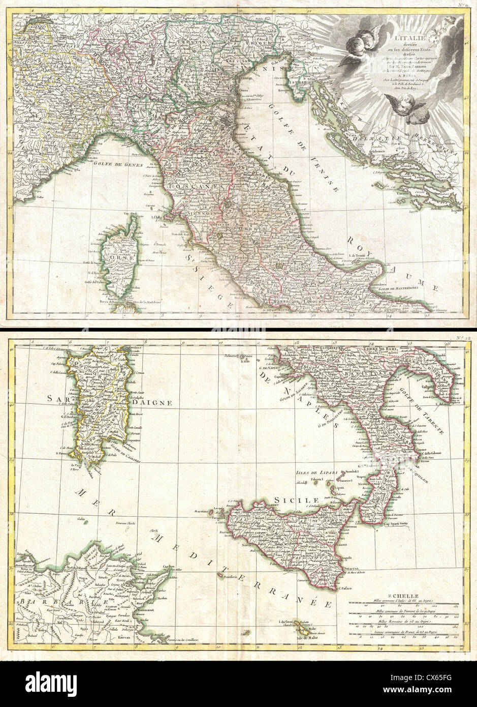 This 1770 two-part map of Italy by Rizzi Zannoni is a historical and ...