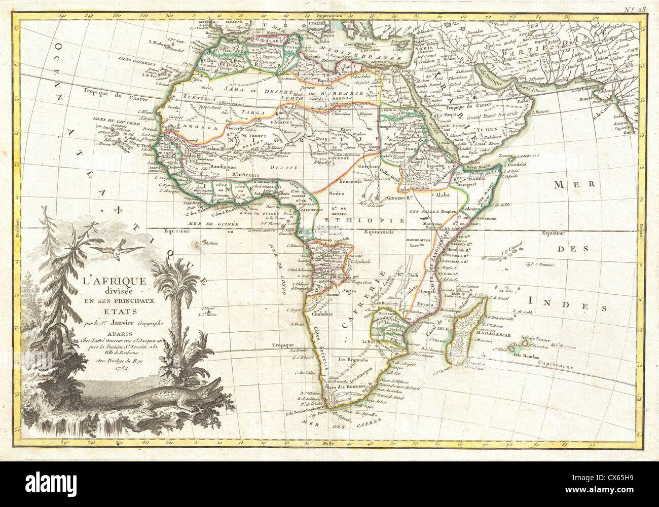 The 1762 Janvier Map of Africa provides a historical view of the ...