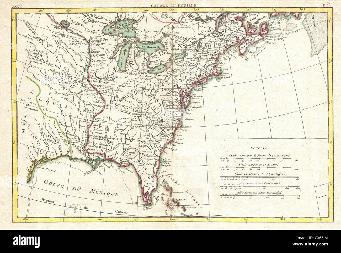 The 1776 Bonne map of Louisiana and the British Colonies in North ...