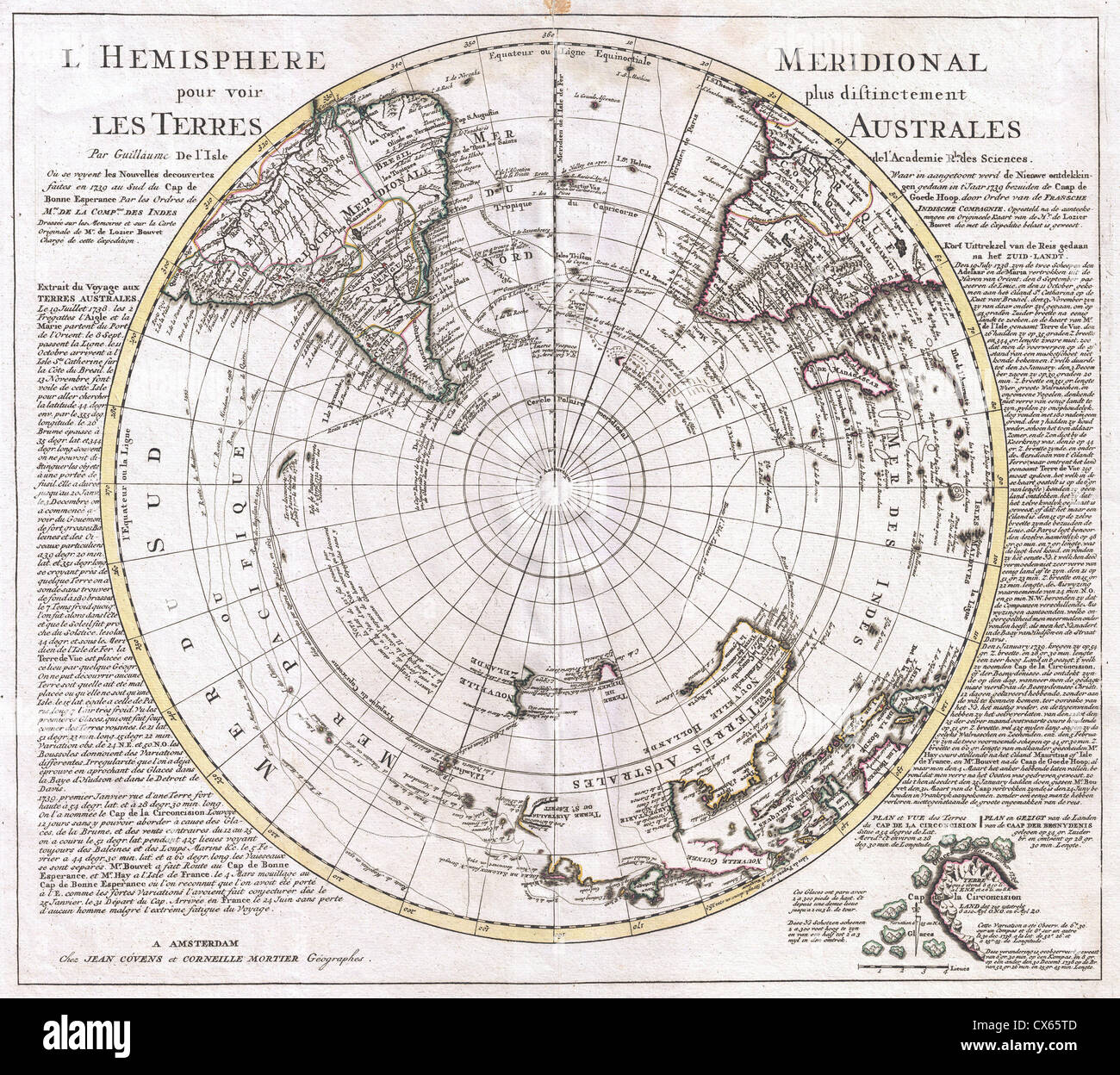 This 1741 map by Covens and Mortier depicts the Southern Hemisphere ...