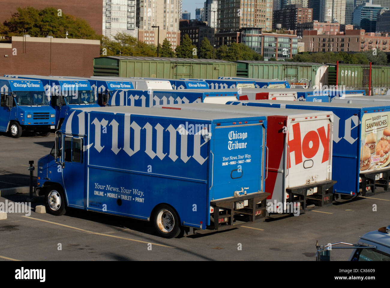 Chicago Tribune newspaper trucks in Chicago Illinois Stock Photo - Alamy