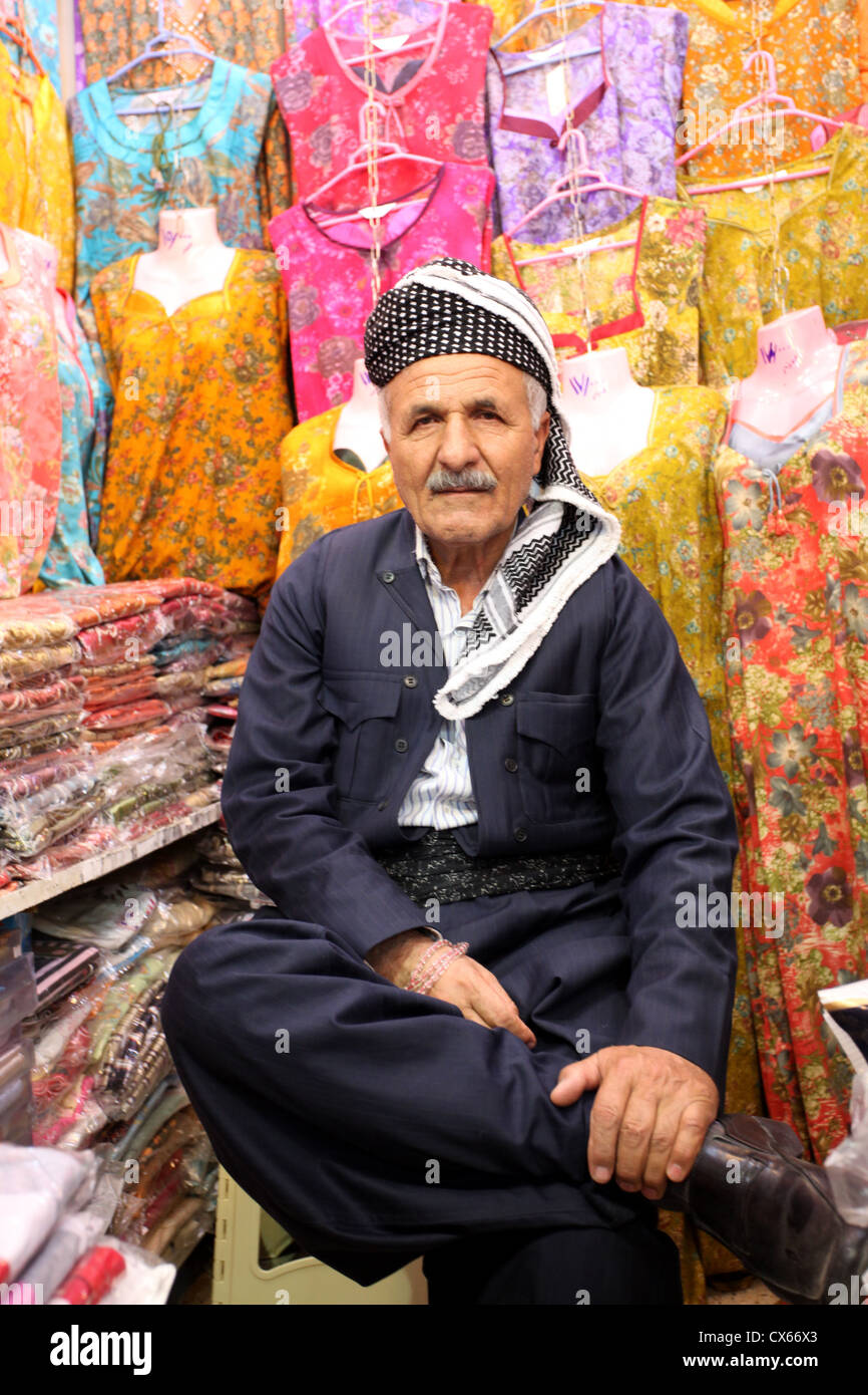 Kurdish shopkeeper at Qaysari Bazar, Arbil, Iraqi Kurdistan Stock Photo ...