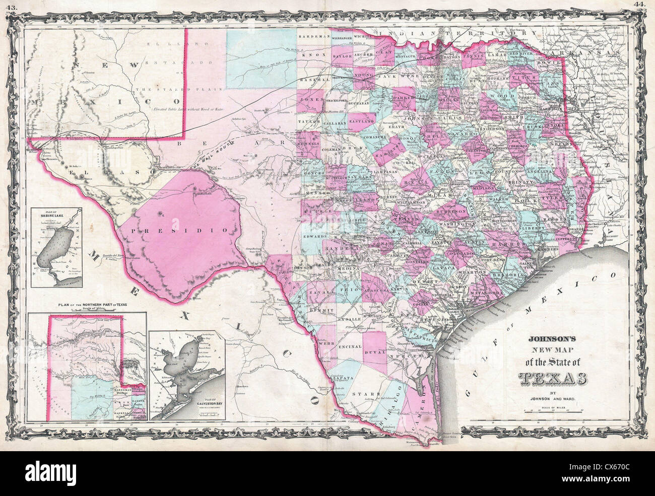 The 1862 Johnson Map of Texas is an antique cartographic piece that ...