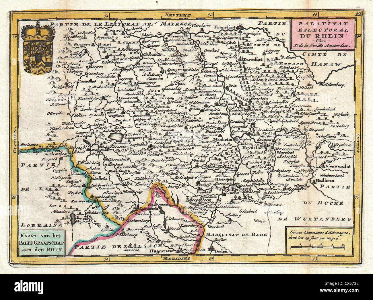 The 1747 La Feuille Map of Rhineland presents a detailed cartographic ...
