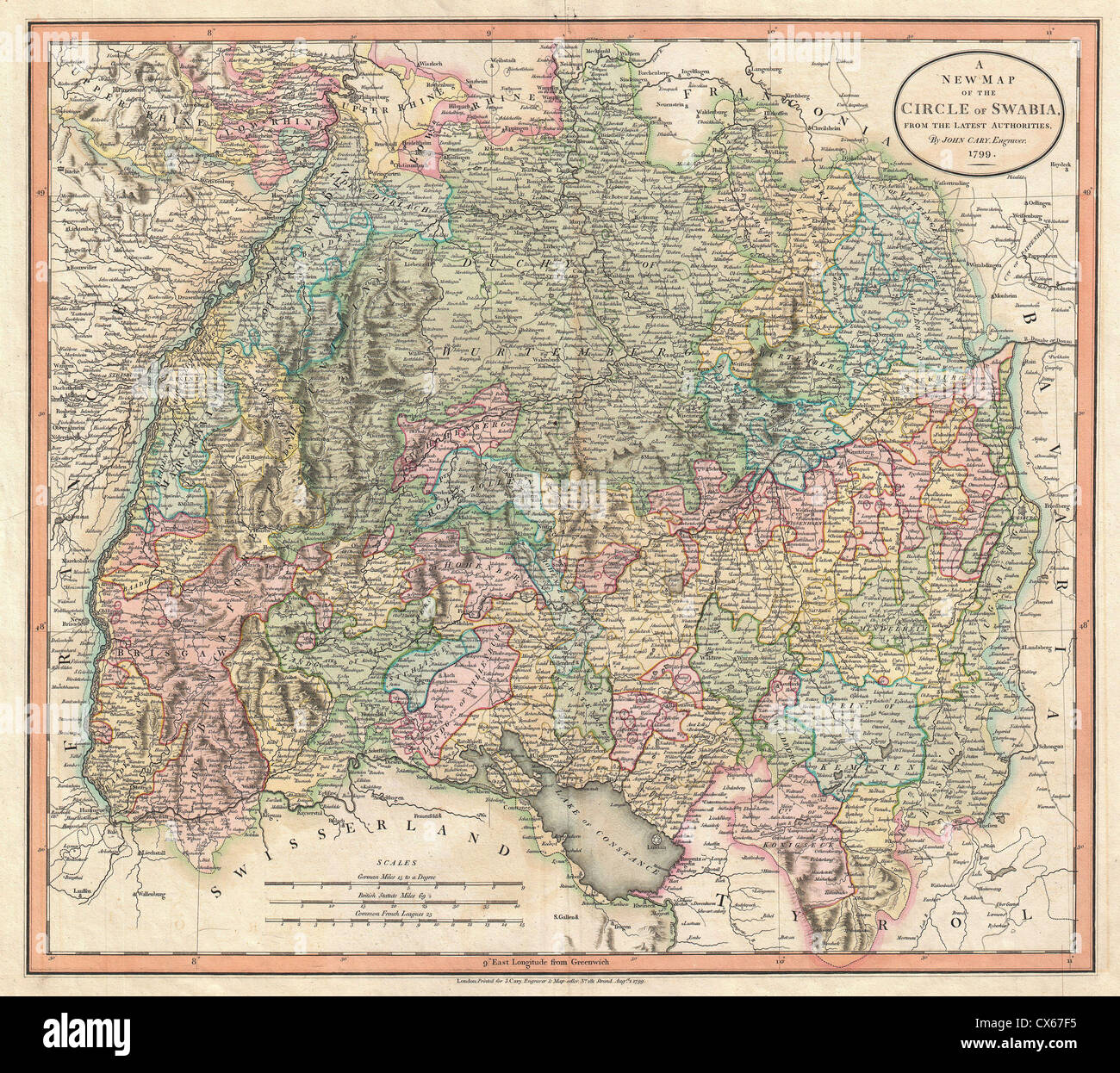 1799 cary map of swabia hi-res stock photography and images - Alamy
