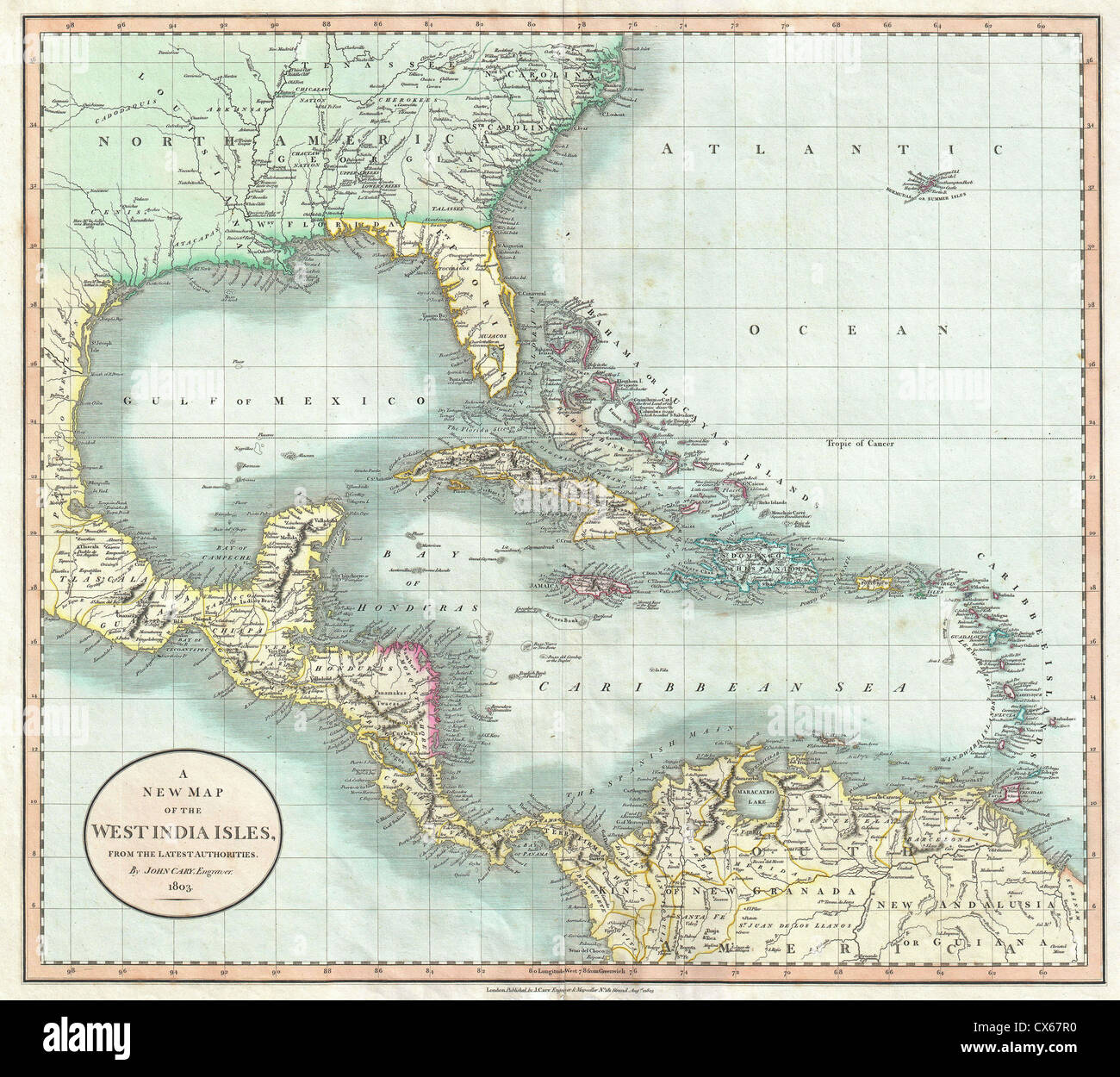 This antique map from 1803 by John Cary shows the geographical layout ...