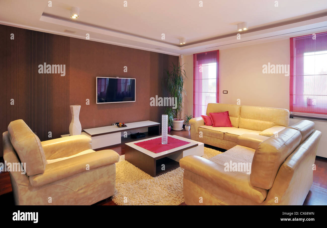 Interior of a modern home with furniture Stock Photo - Alamy