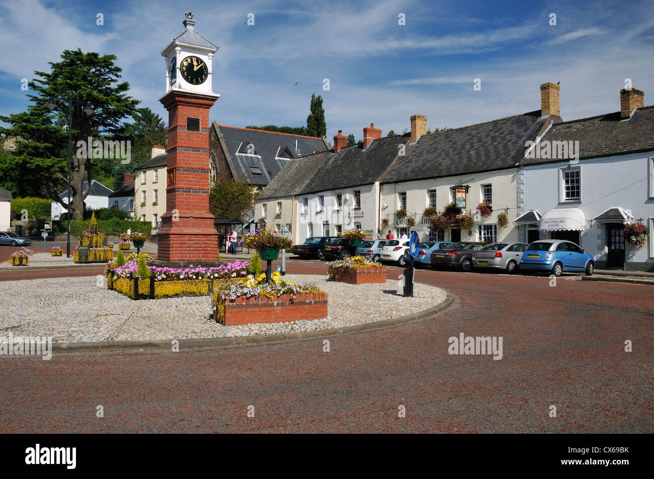 Clock Tower & Twyn Square, Usk, Monmouthshire Stock Photo - Alamy