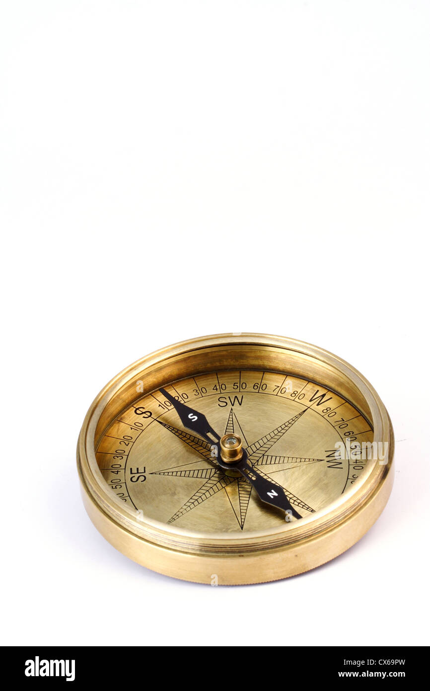 Old Directional compass on white background Stock Photo - Alamy