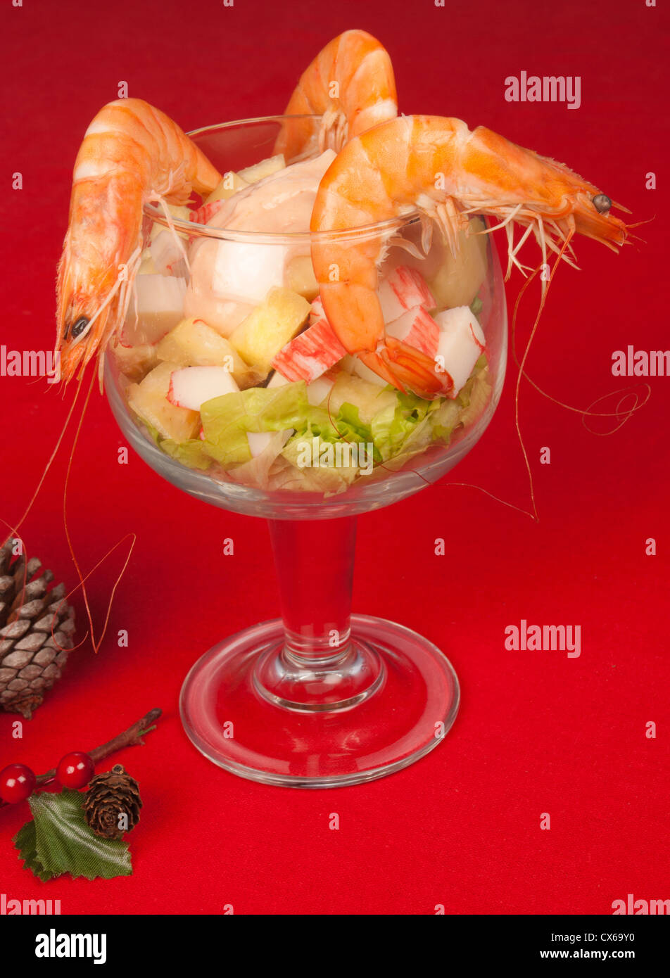 A fresh prawn cocktail, a Spanish Christmas meal classic Stock Photo ...